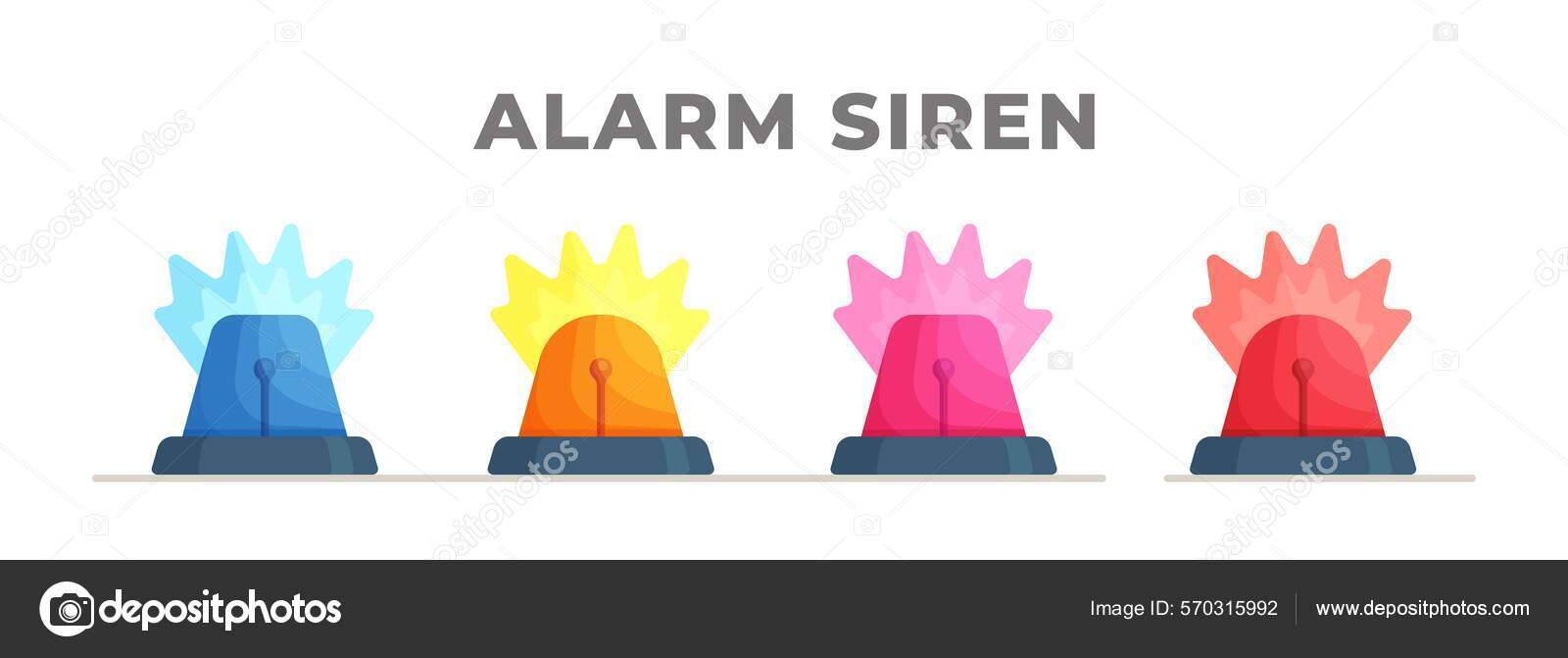 Set Fire Sirens Different Colors Vector Illustration Four Brightly ...