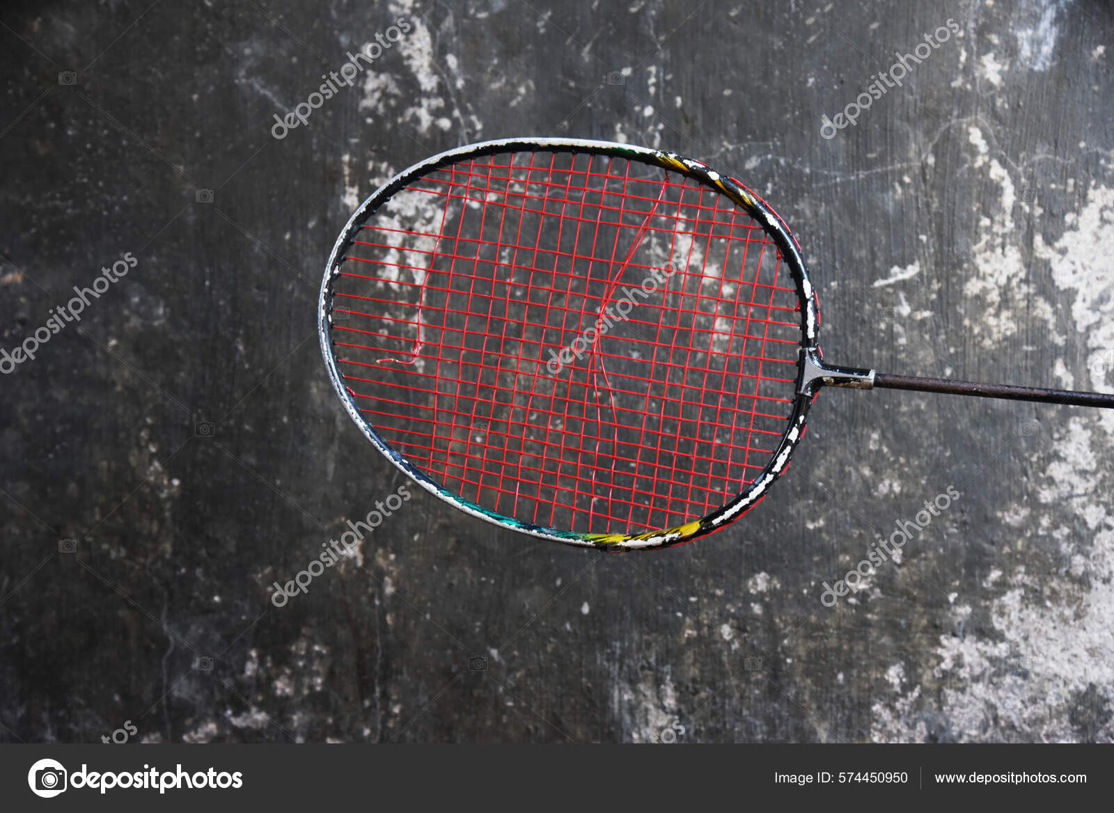 Old Badminton Racket Broken Strings Wall Background Stock Photo by ...