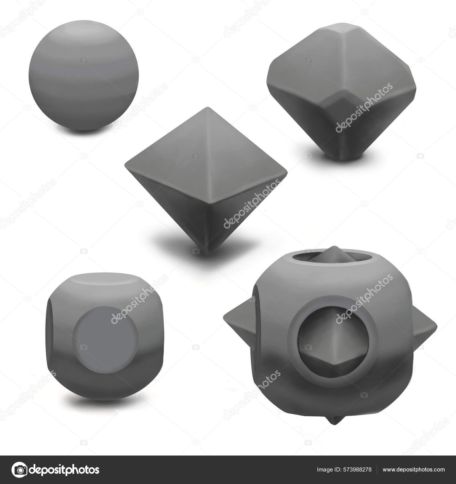 Simple Geometric Shapes Modified Complex Ones Chamfered Figures High ...