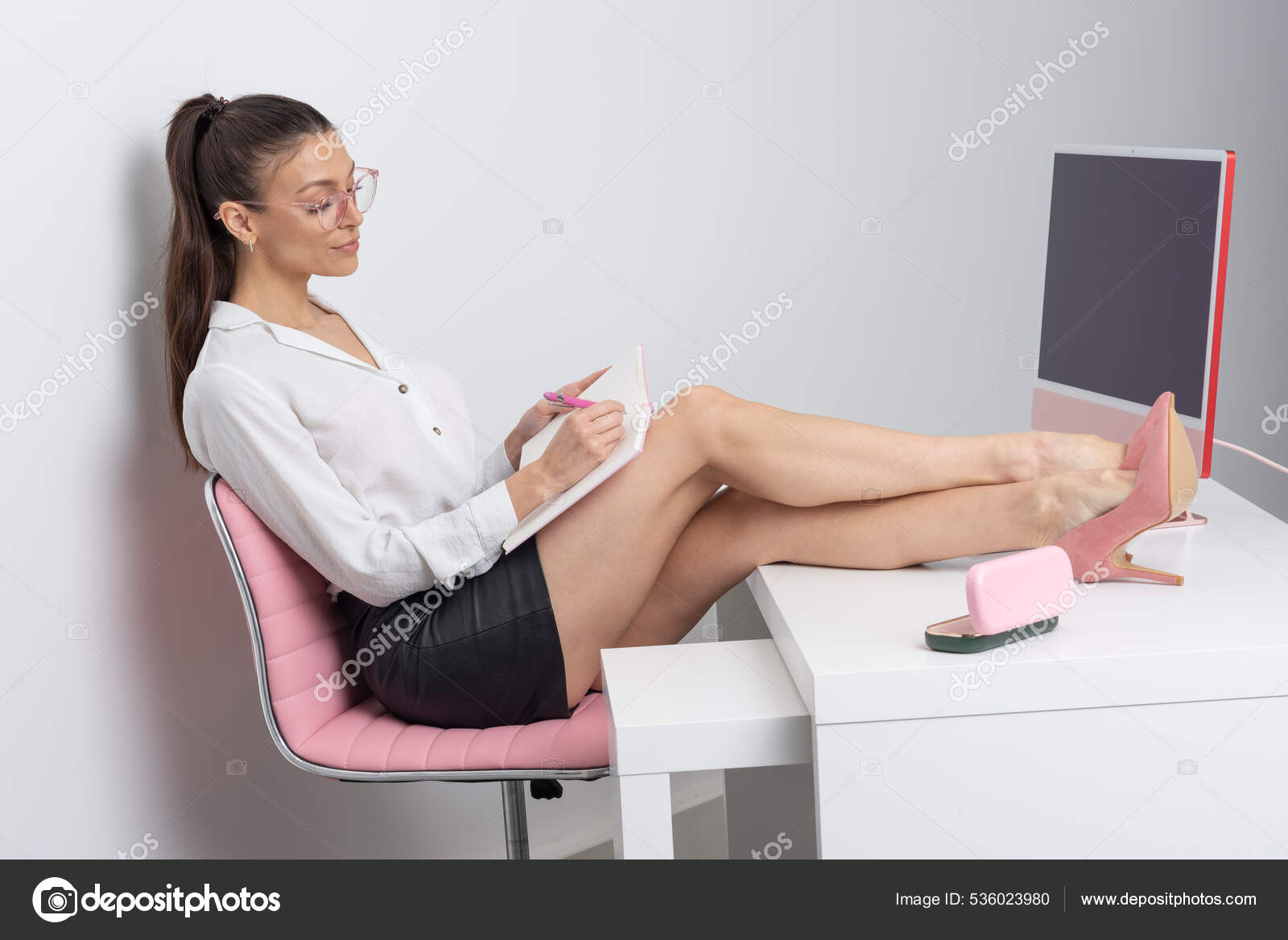 England 2021 Female Office Worker Long Legs Crossed Her Computer Stock ... England 2021 Female Office Worker Long Legs Crossed Her Computer Stock ...