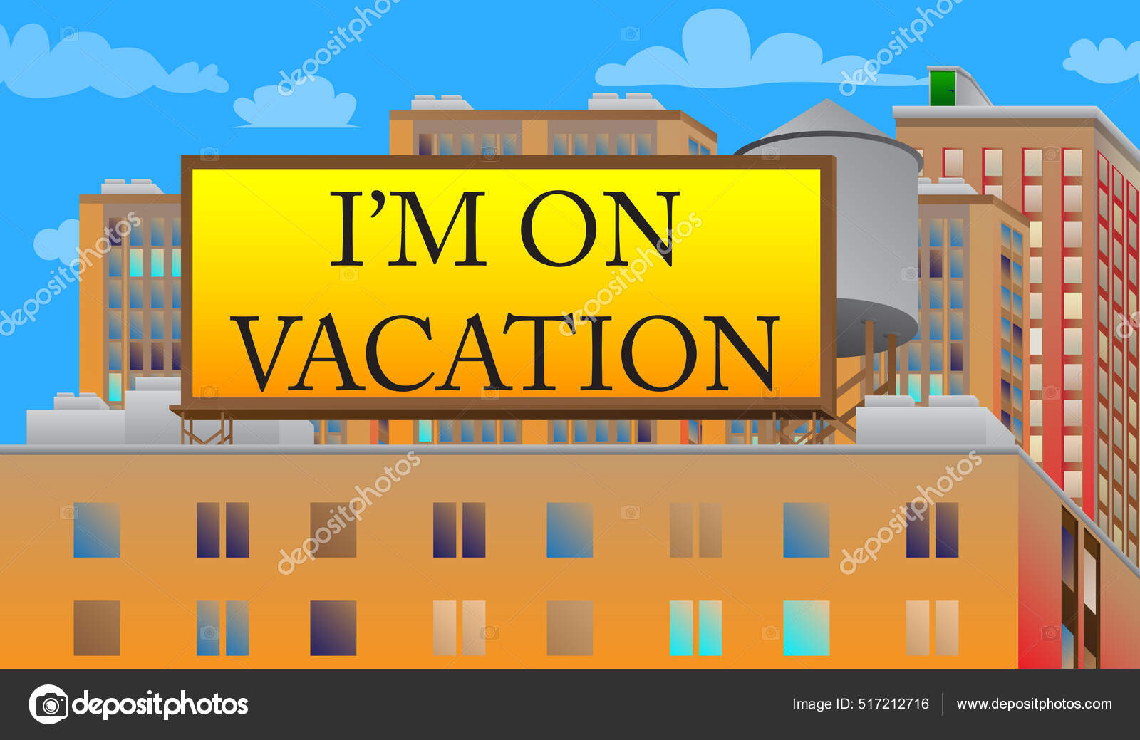 I'm Vacation Text Billboard Sign Atop Brick Building Outdoor ...