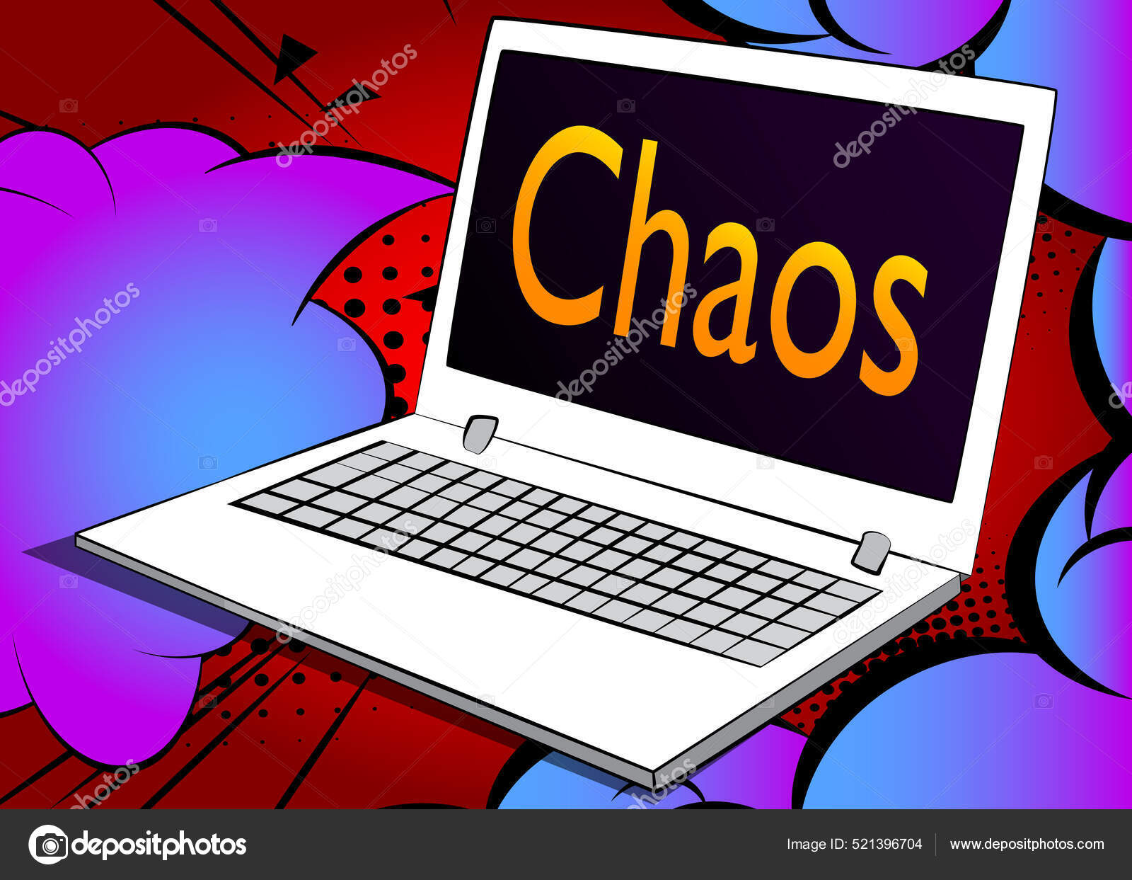 Laptop Word Chaos Screen Vector Cartoon Illustration Stock Vector by ...