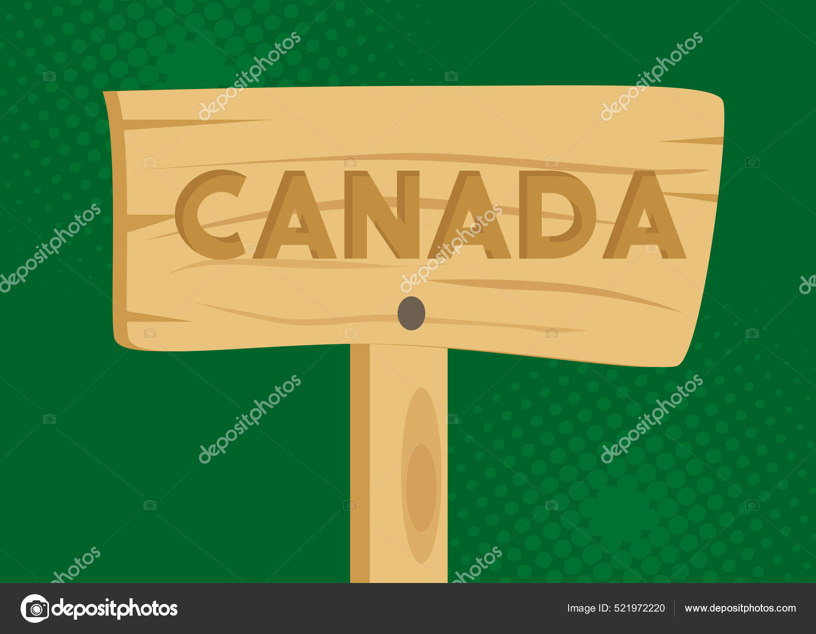 Canada Text Wooden Sign Cartoon Vector Illustration Stock Vector by ...