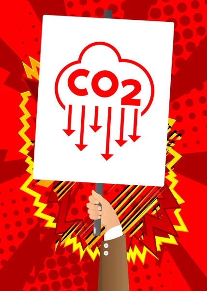 Hand Holding Banner Co2 Text Showing Billboard Banner Sign Co2 Stock ...
