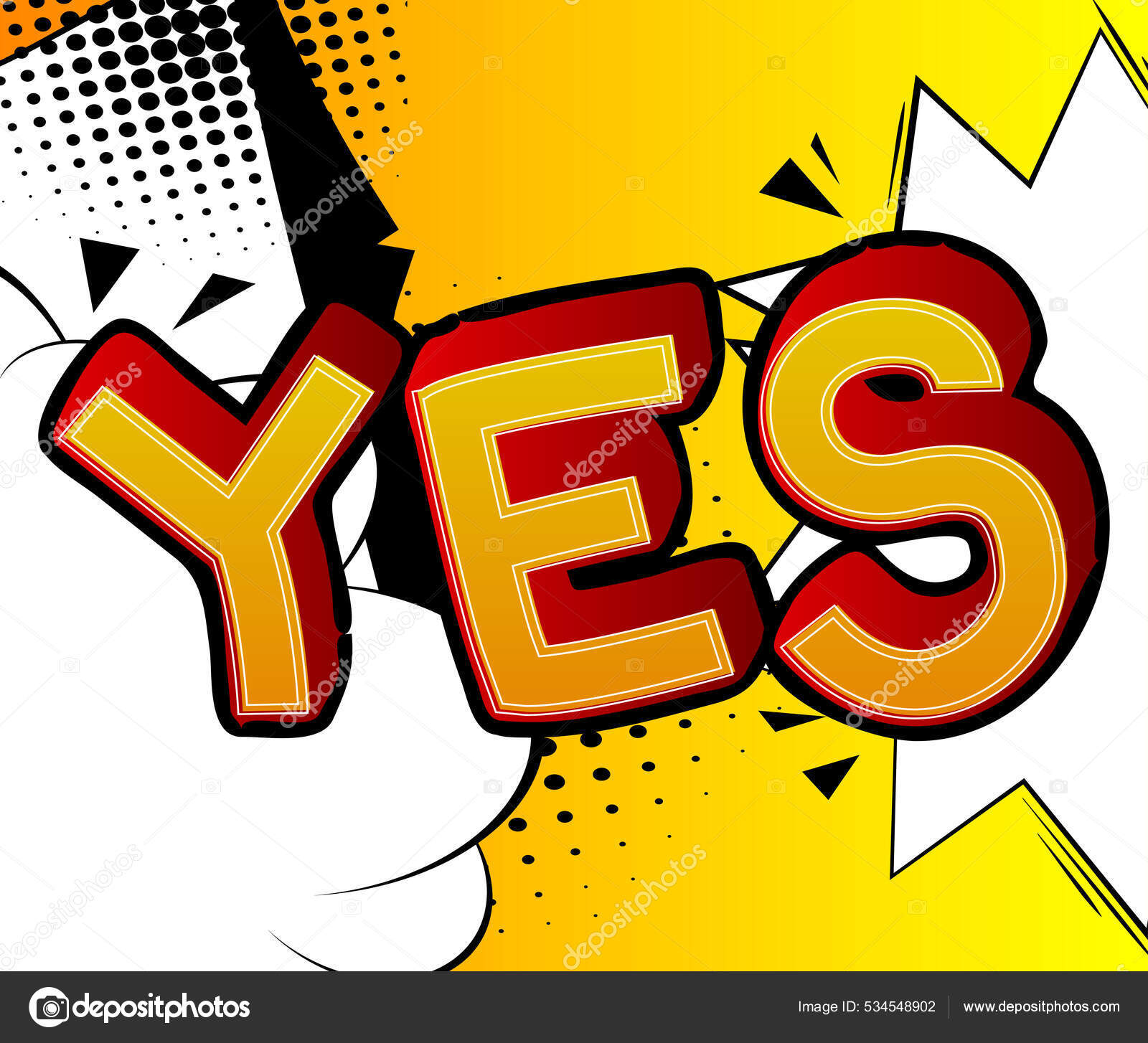 Yes Comic Book Word Text Abstract Comics Background Retro Pop Stock ...