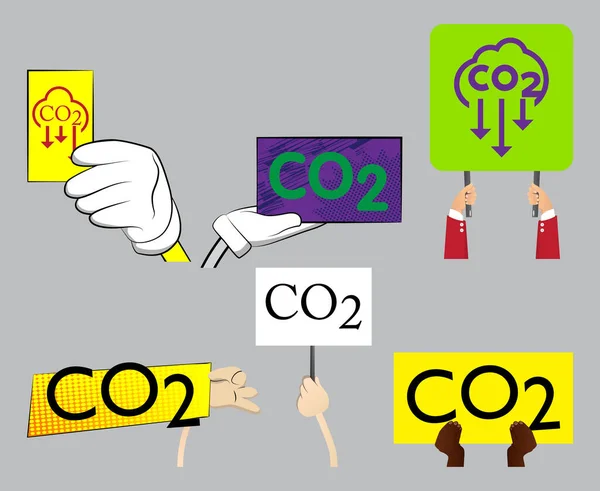 Hand Holding Banner Co2 Text Showing Billboard Banner Sign Co2 Stock ...