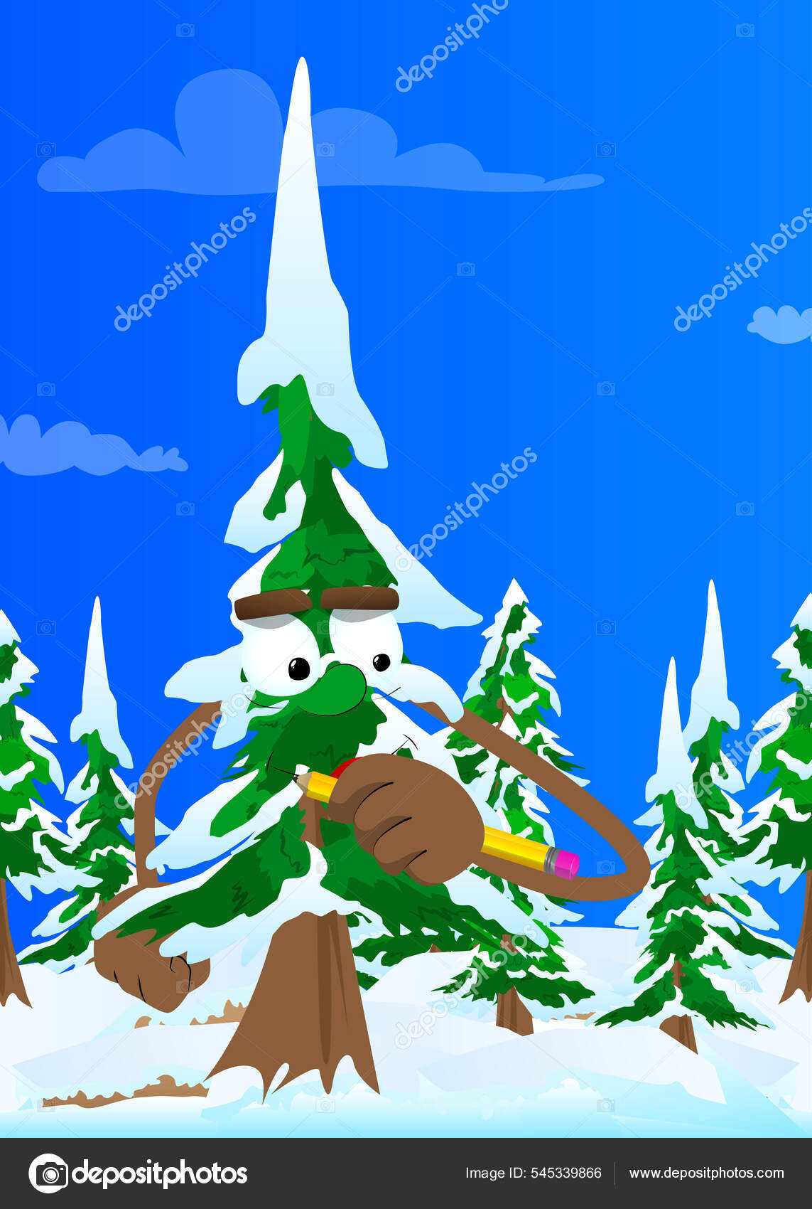 Winter Pine Trees Drawing