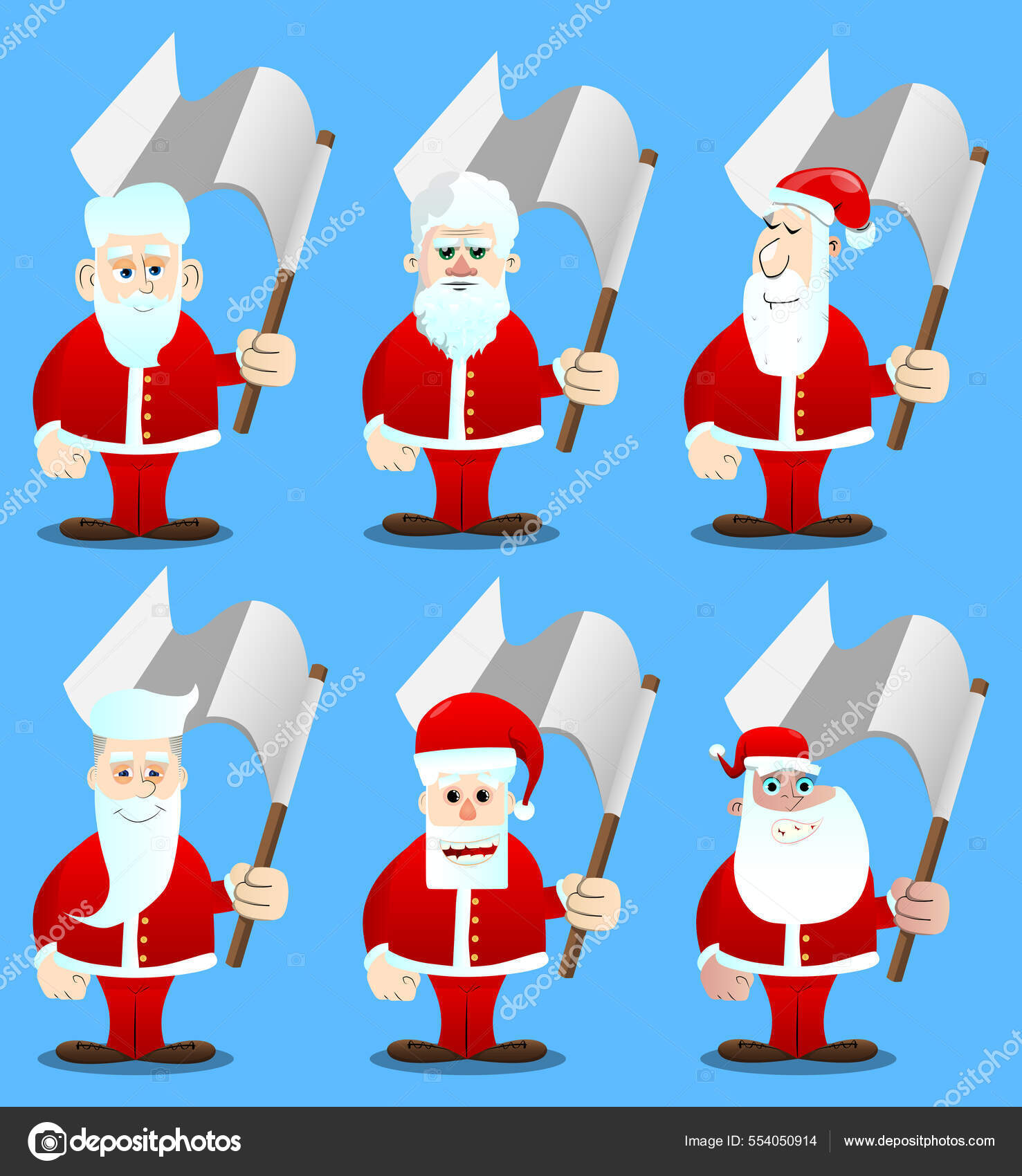 Santa Claus His Red Clothes White Beard Holds White Flag Stock Vector ...
