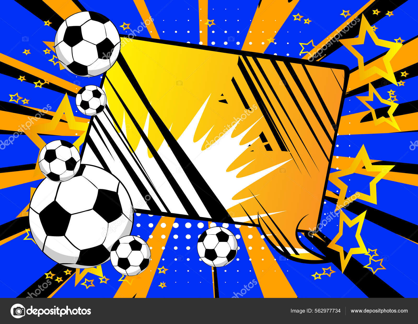 Cartel Cómic Con Pelota Fútbol Pelotas Fútbol Fondo Los Cómics Vector ...