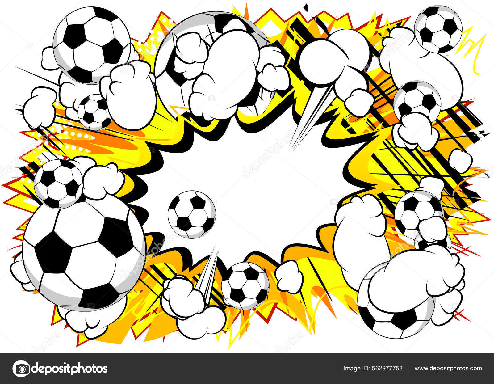 Cartel Cómic Con Pelota Fútbol Pelotas Fútbol Fondo Los Cómics Vector ...