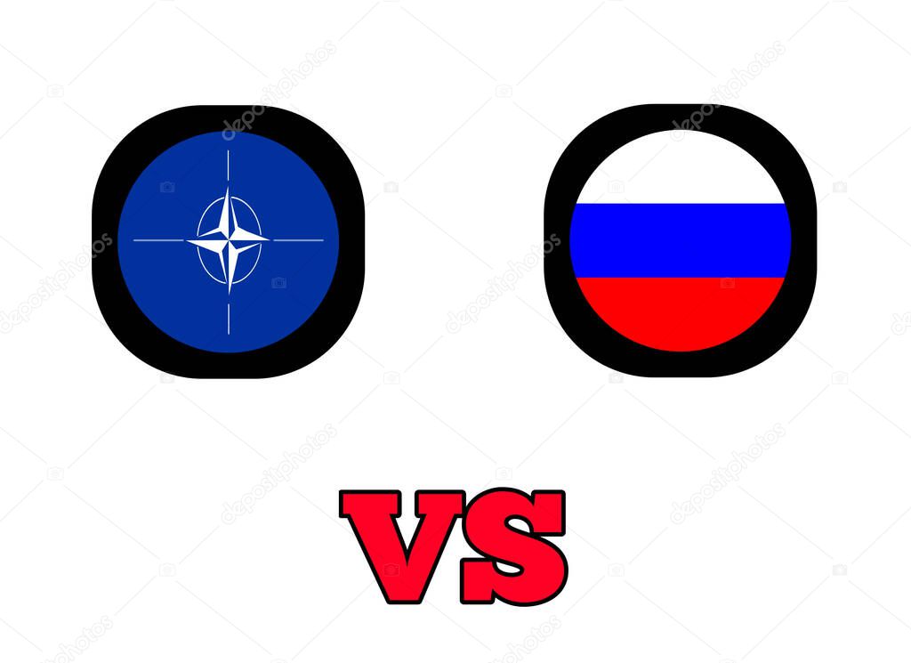 Forma redonda de la ilustración 3D de Rusia contra las banderas de la ...