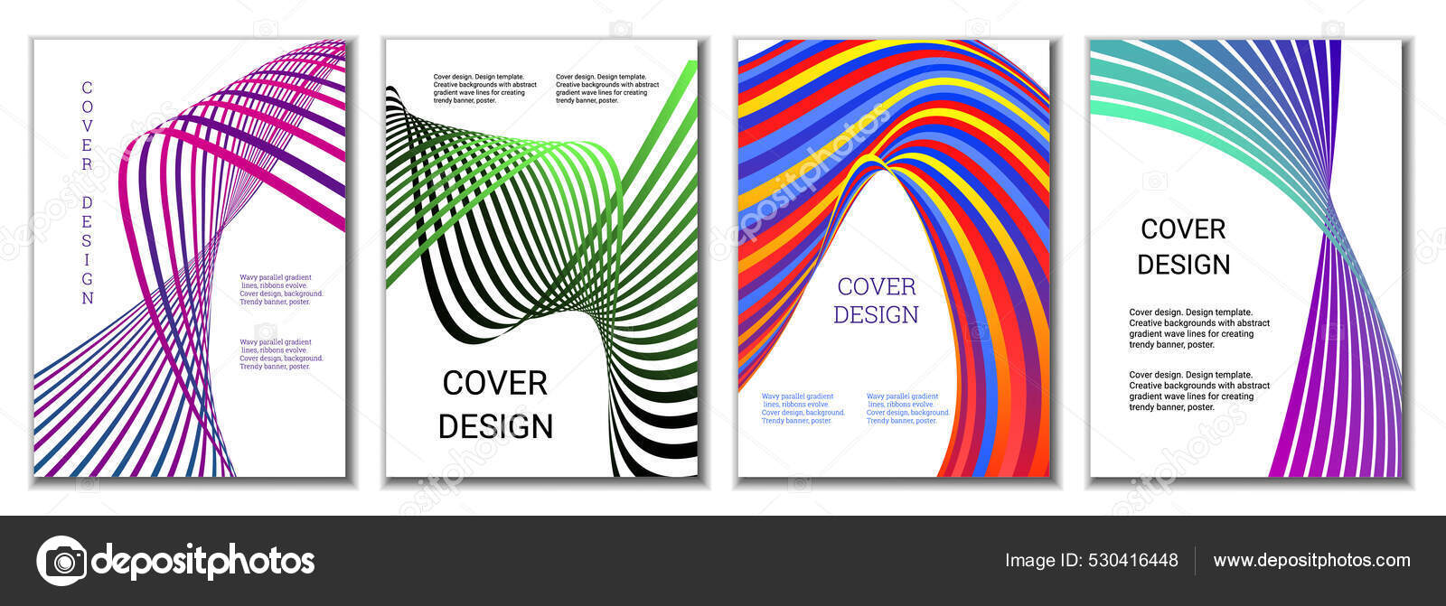 Design Covers Magazines Banners Posters Set Covers Multicolored Wavy ...