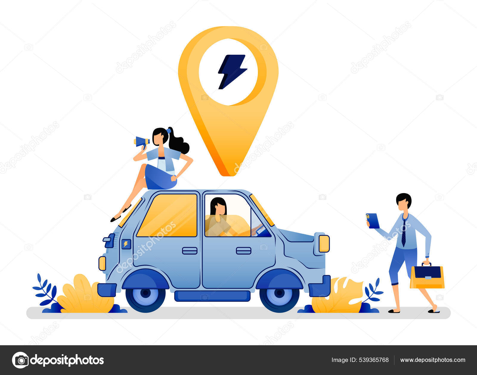Vector Illustration Access Electric Cars Gig Workers Users Online Taxi ...