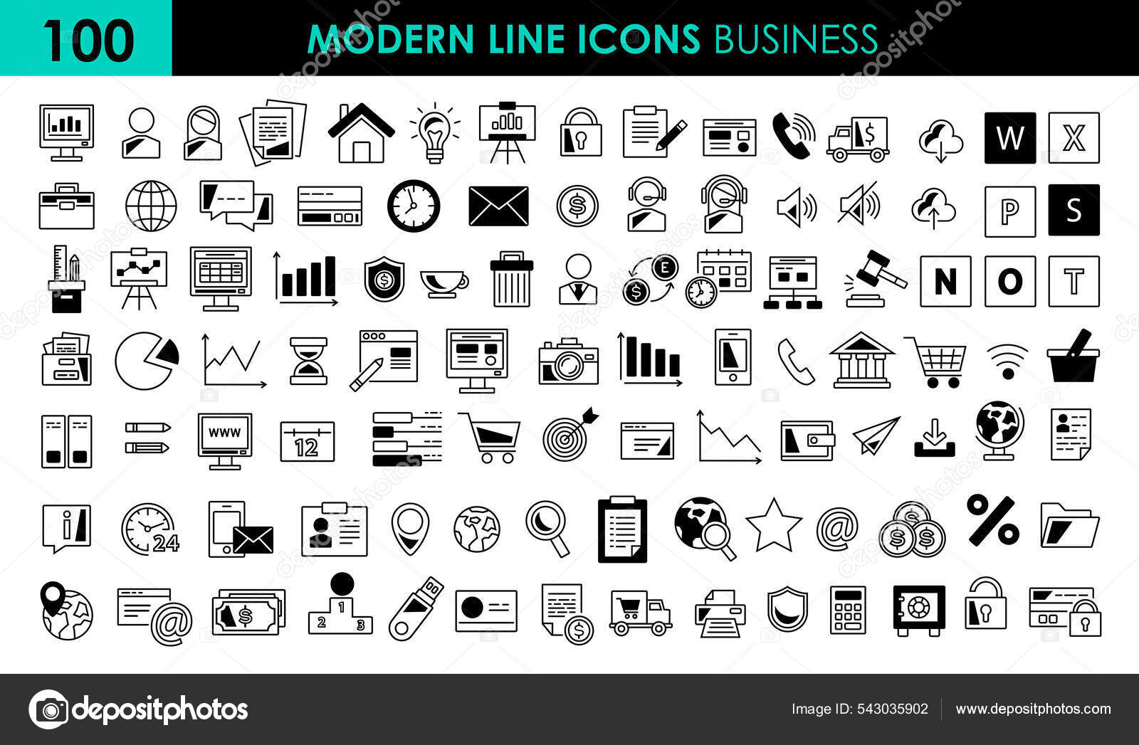 Set 100 Modern Vector Line Icon Business Finance Icons Business Stock Vector Image by ©Dzun ...