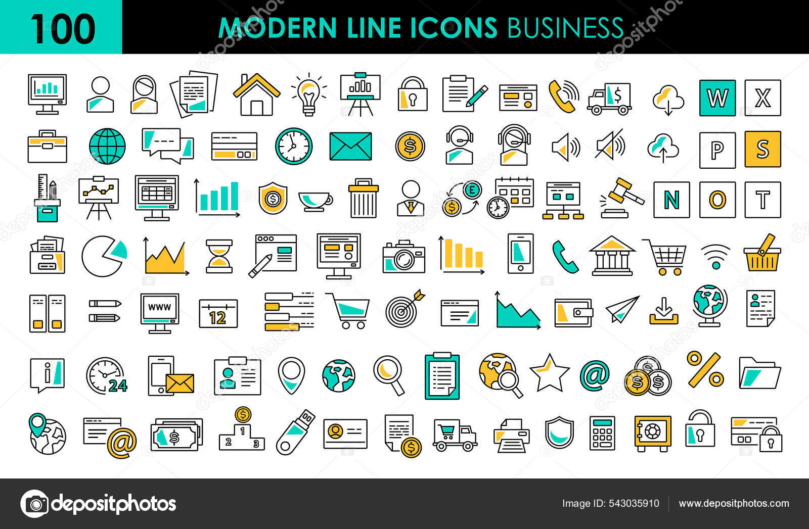 Set 100 Modern Vector Line Icon Business Finance Icons Business Stock Vector Image by ©Dzun ...