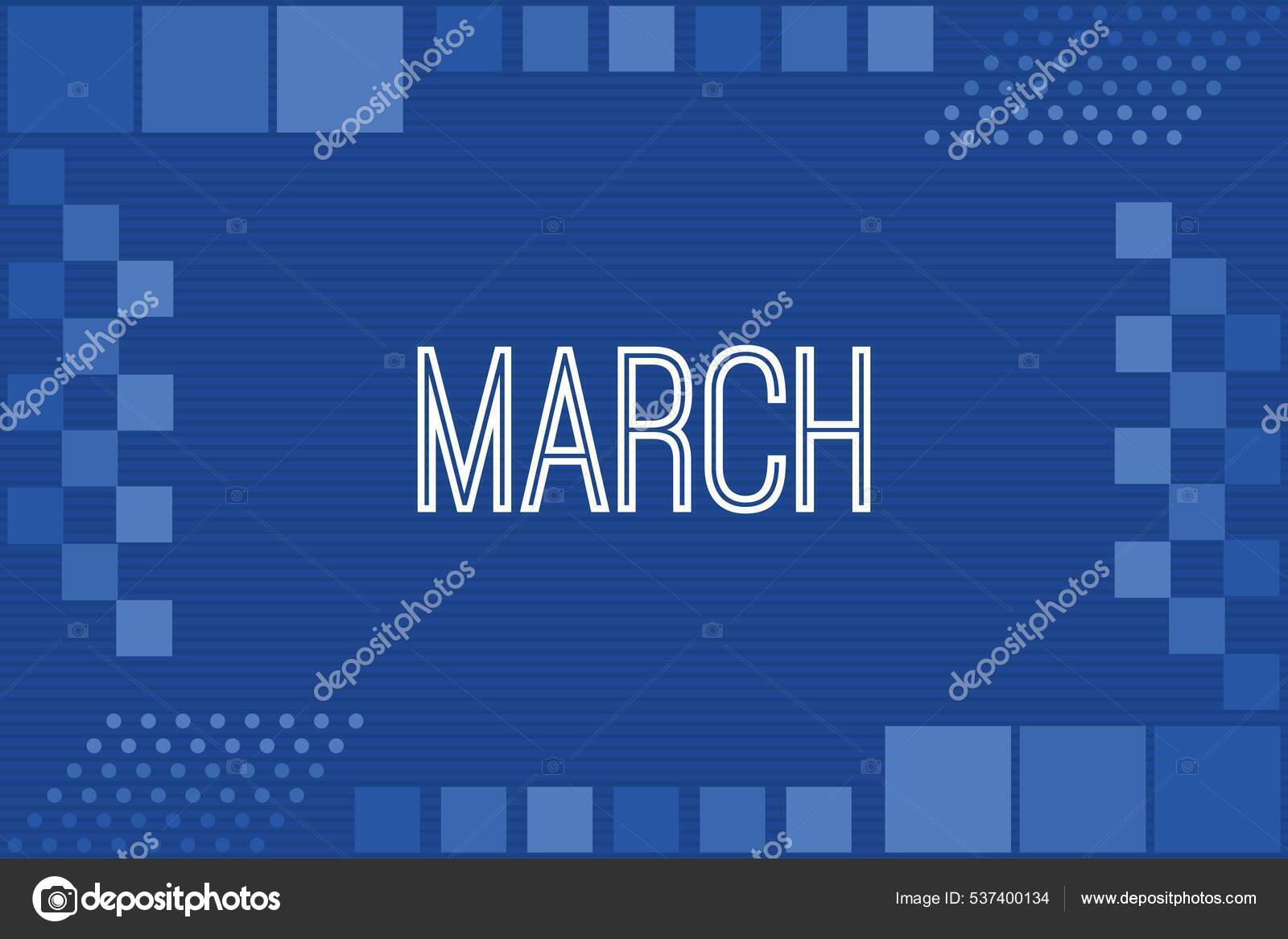 March Typography Blue Luxury Frame Background Design Calendar ...