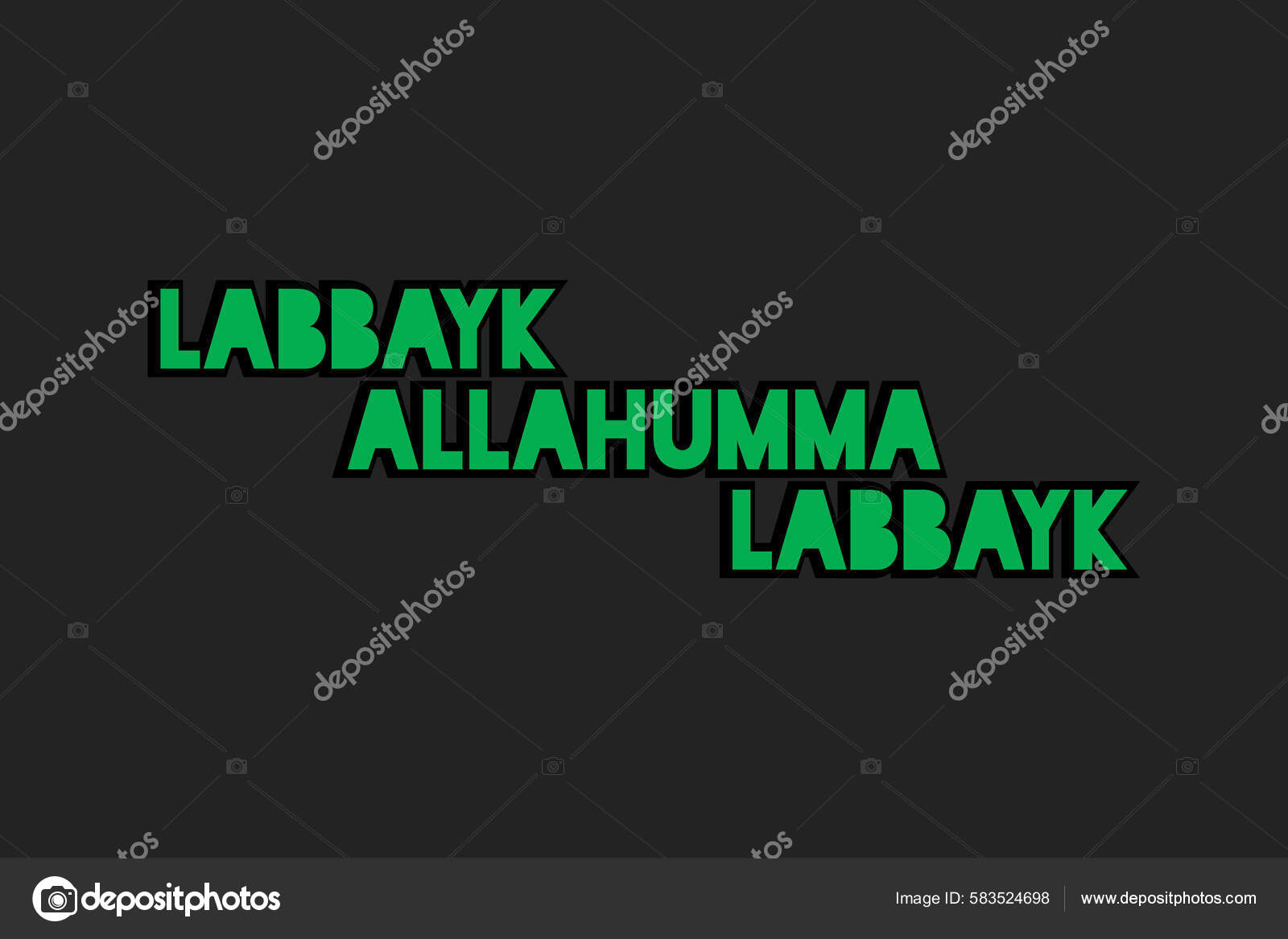 Labbayk Allahumma Labbayk Arabic Typography English Translated Holy Haj ...