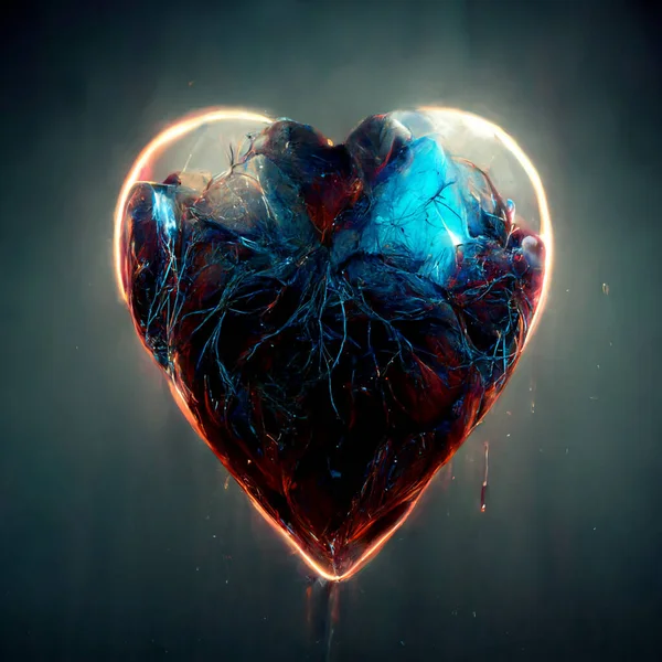 The cybernetic heart of the robot. Illustration of a mechanical heart ...