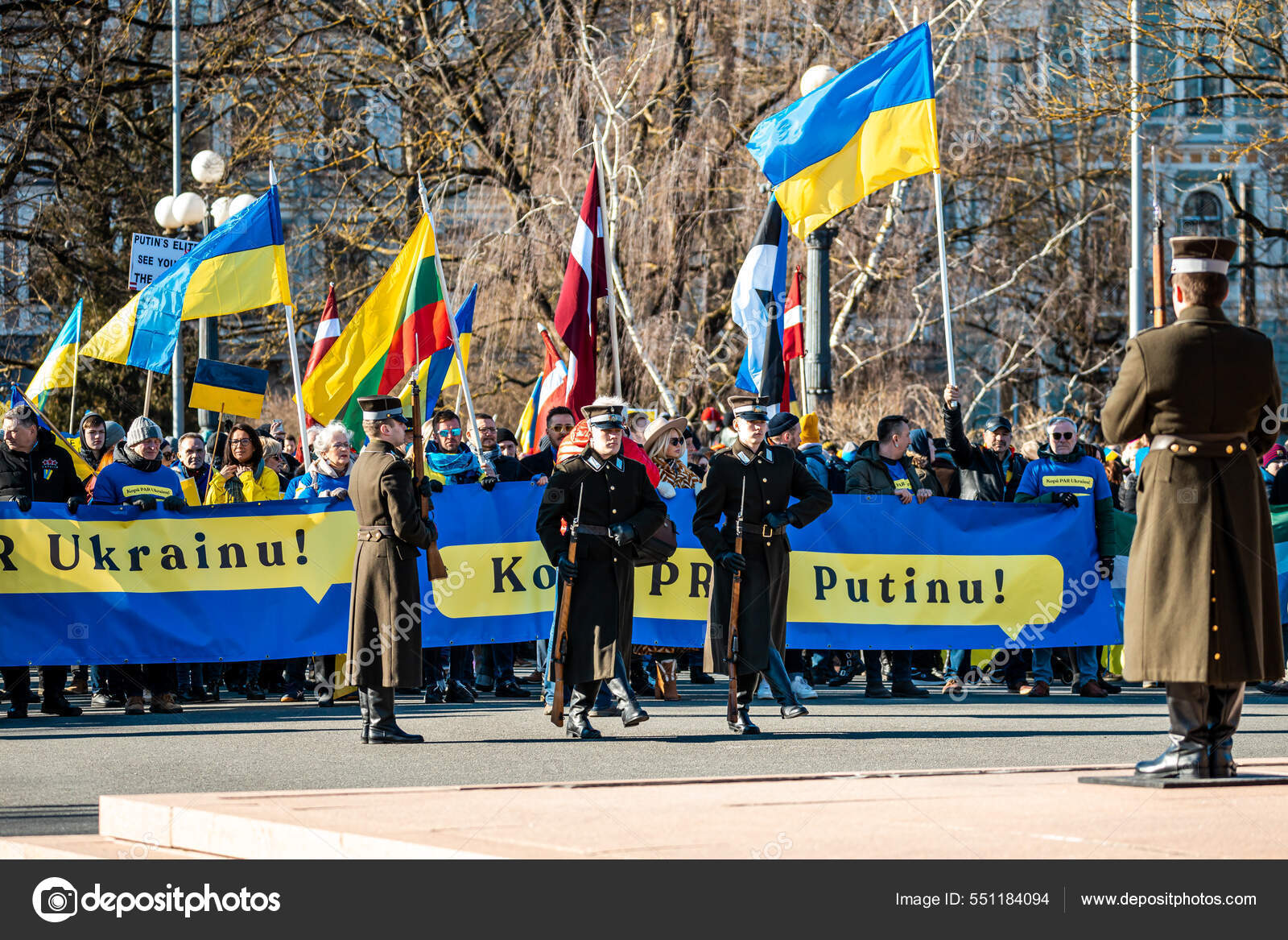Riga Latvia Europe 2022 March Support Ukraine Together Putin Protest ...
