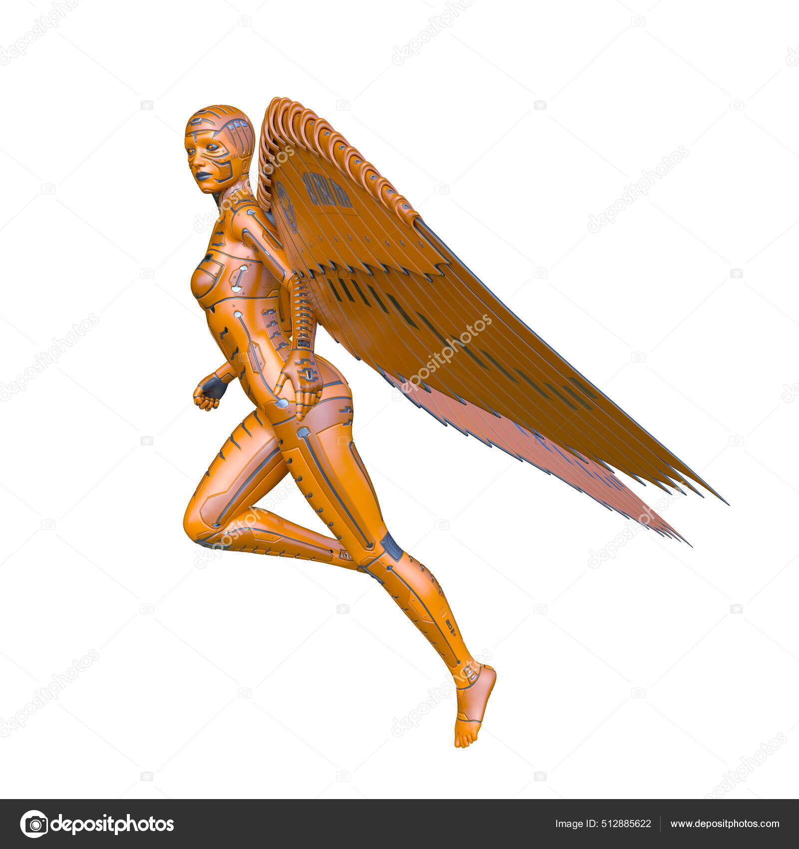 Rendering Flying Female Cyborg Stock Illustration By ©tsuneomp 512885622