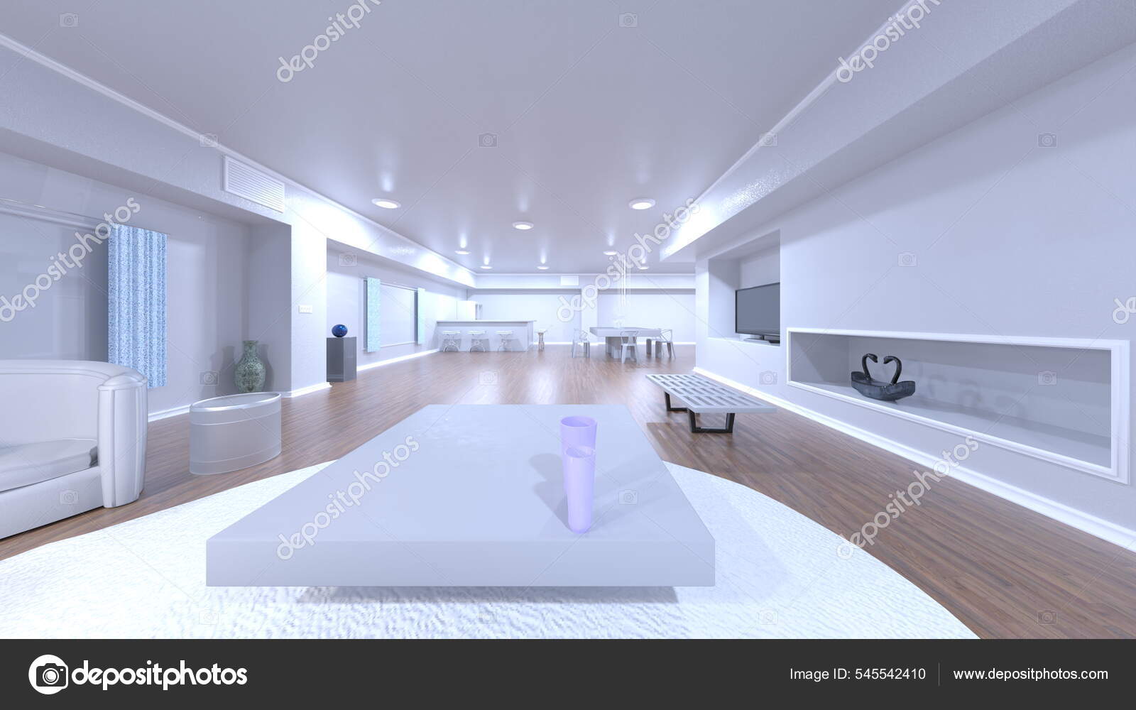 Rendering Living Room White Color Scheme — Stock Photo © TsuneoMP ...
