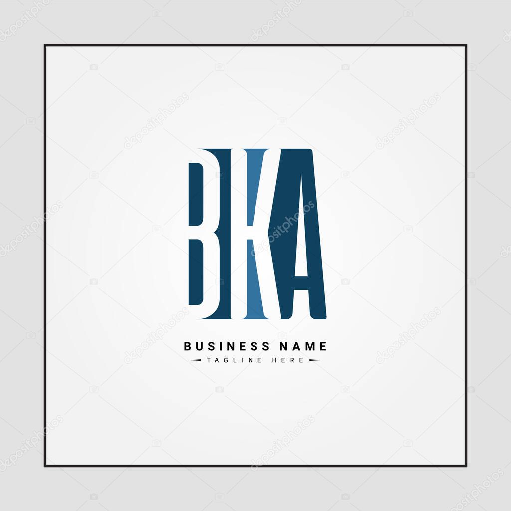 Logotipo inicial de la letra BKA - Logotipo comercial simple para el alfabeto B, K y A 2023