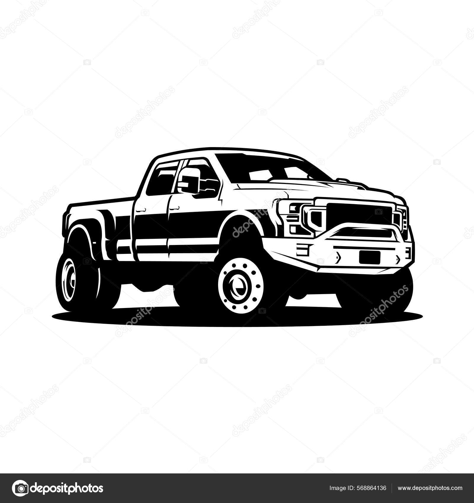 Diesel Dually Truck Silhouette Vector Isolated White Background Stock ...