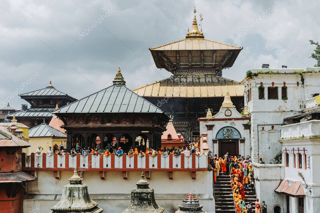 kathmandu,Nepal - Aug 8, 2022 : Hindu devotees at pashupatinath temple ...