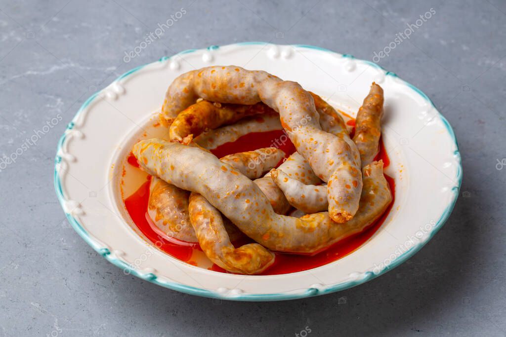 Traditional delicious Turkish cuisine, Middle Eastern dishes, offal ...