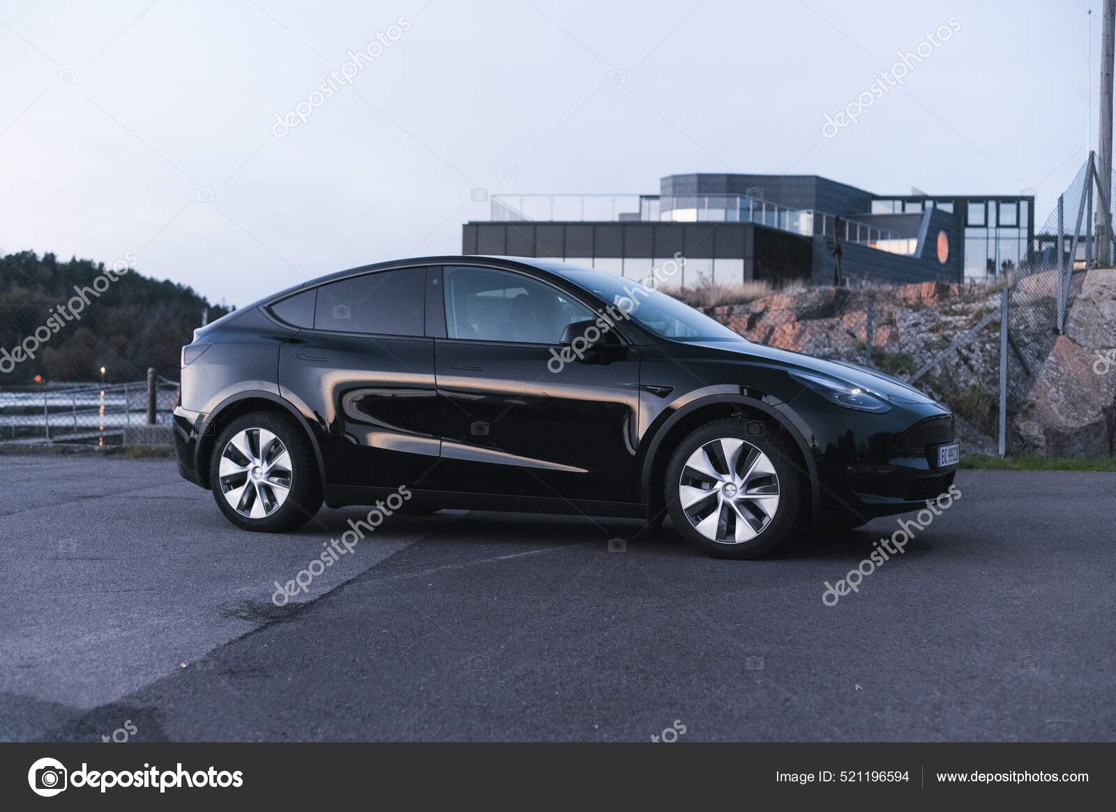 Tonsberg Noruega Octubre 2021 Negro Tesla Modelo Long Range Dual — Foto