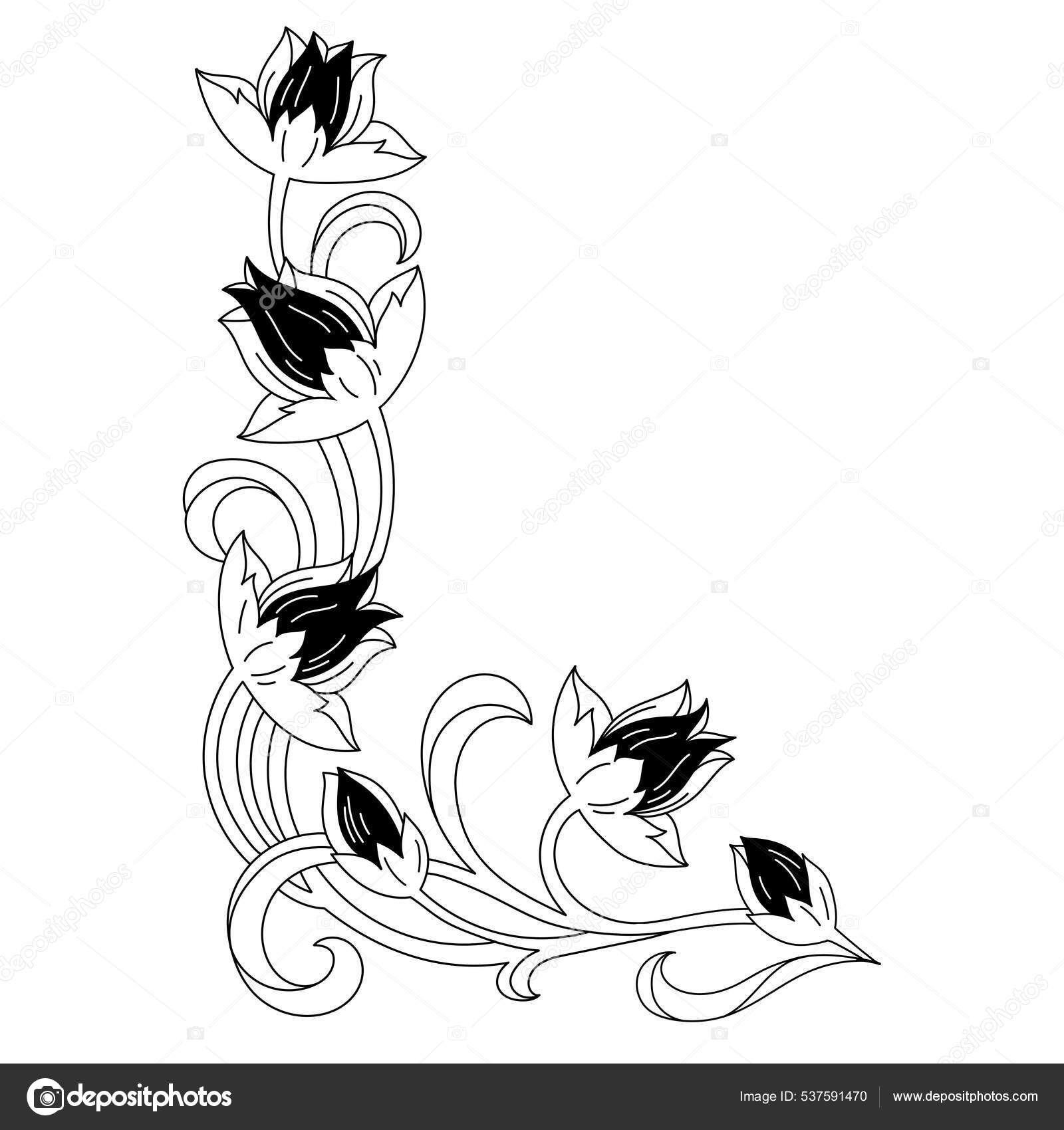 Vector Corner Floral Pattern Page Decoration Consisting Beautiful ...