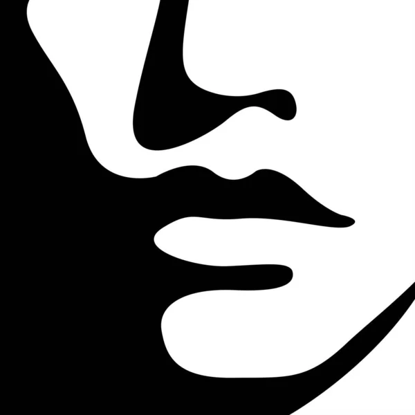 Vector Black White Illustration Beautiful Female Face Formed Shadow ...