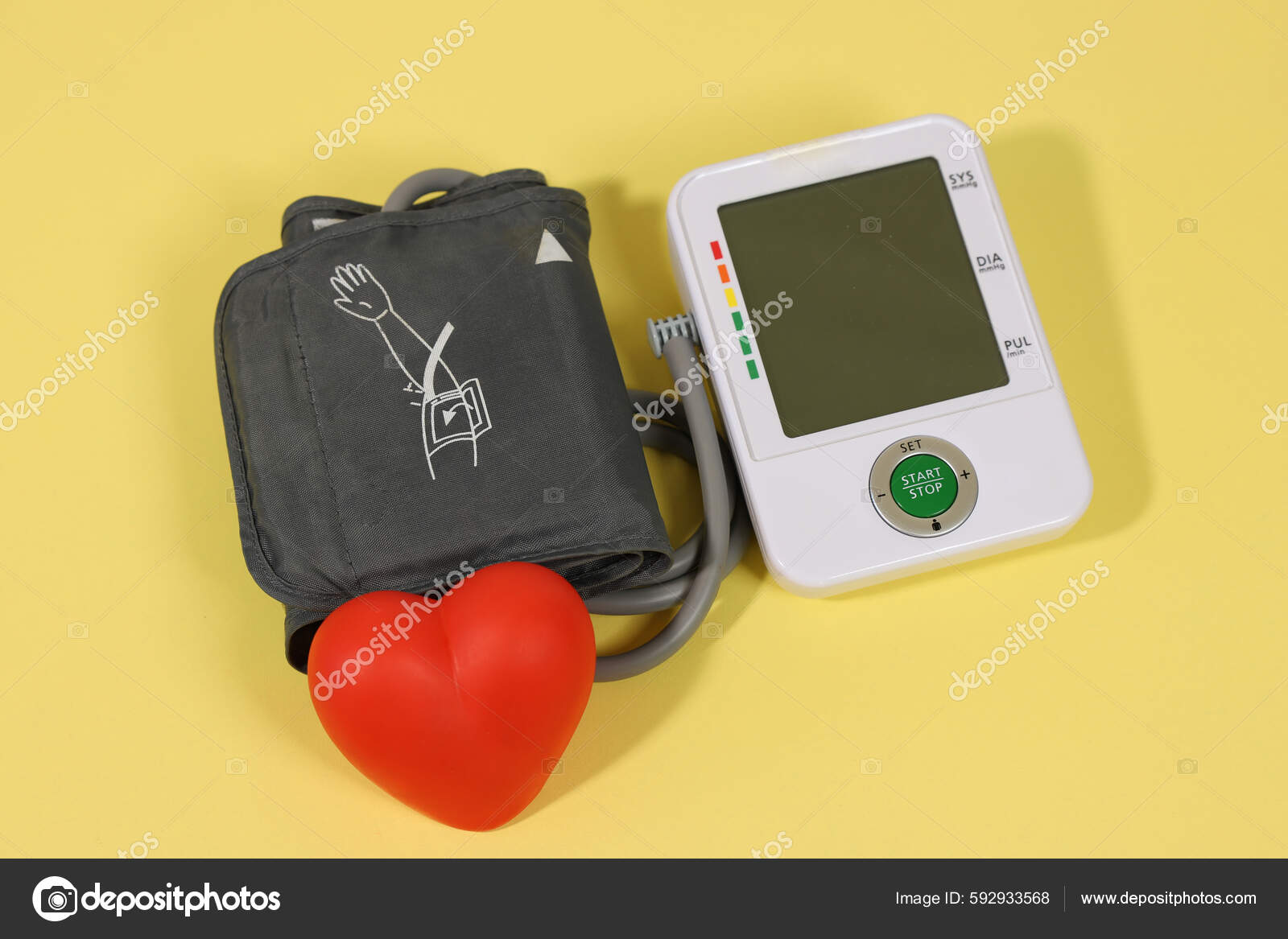 Blood Pressure Heart Rate Red Screen Isolated White — Stock Photo ...