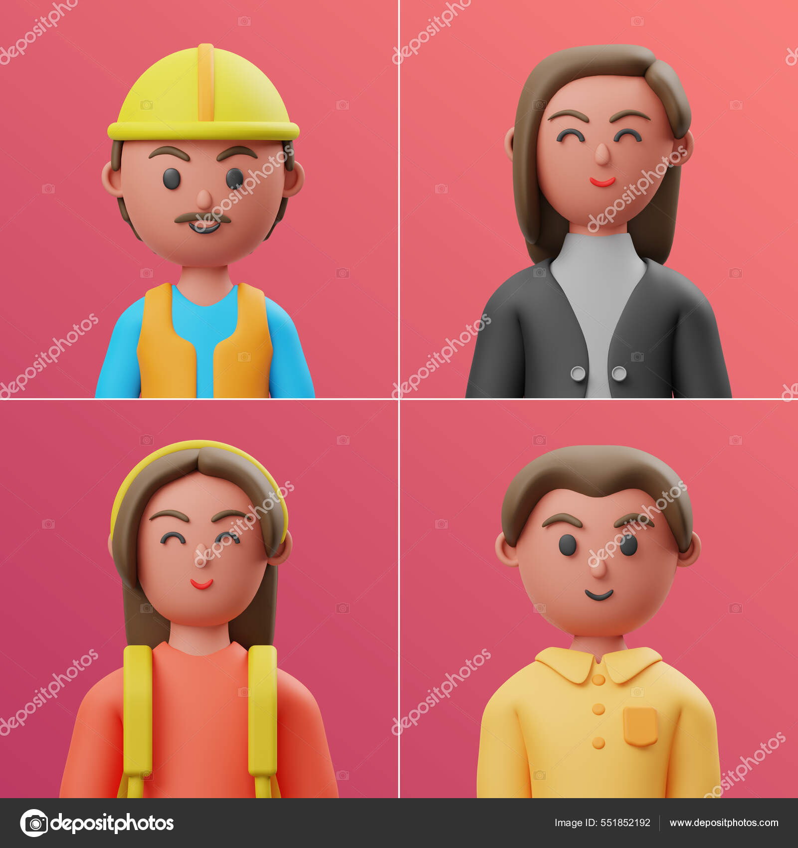 Male Female Character Set Rendering Stock Illustration by ©alperguzeler ...