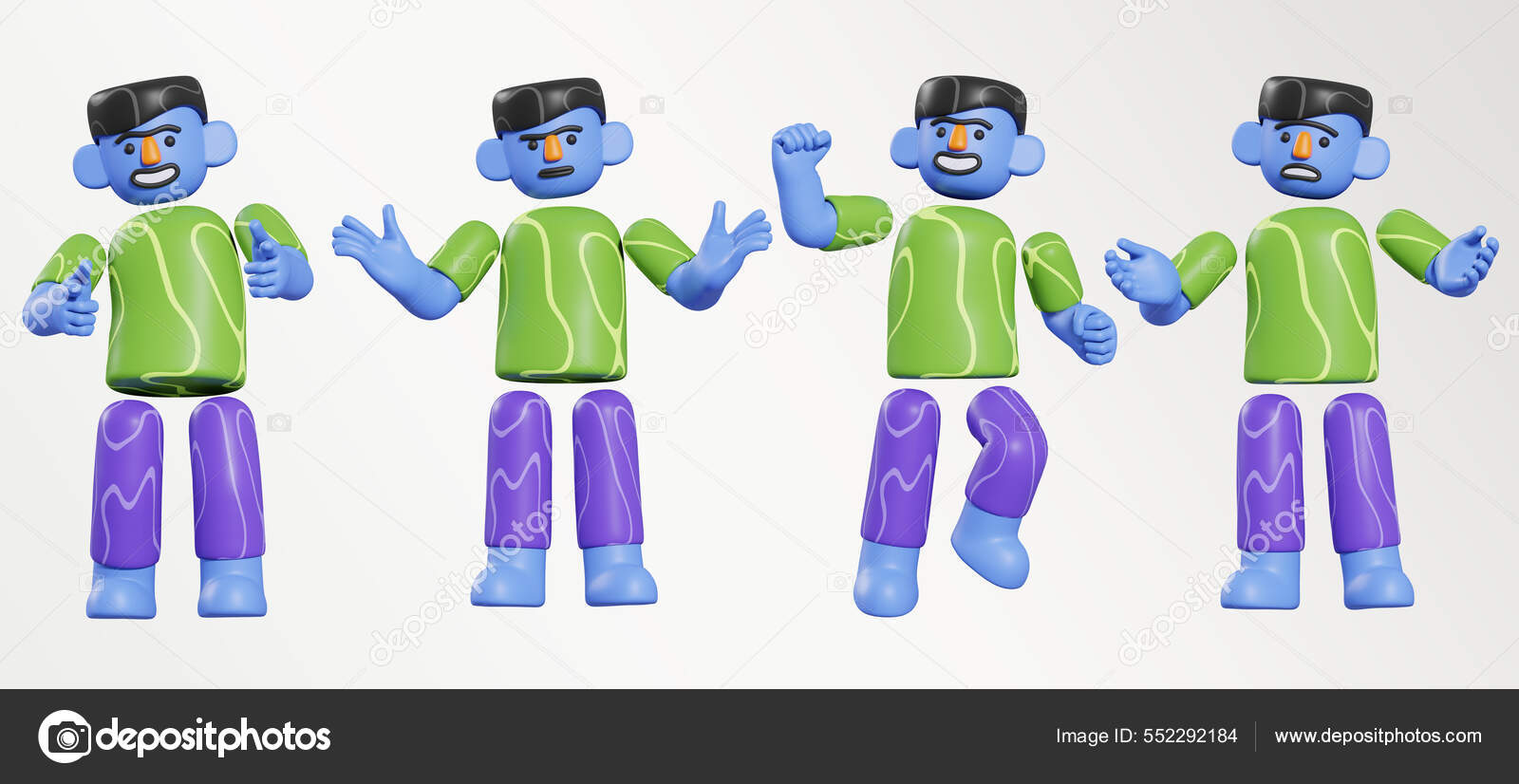 Blue Male Character Poses Rendering — Stock Photo © alperguzeler #552292184