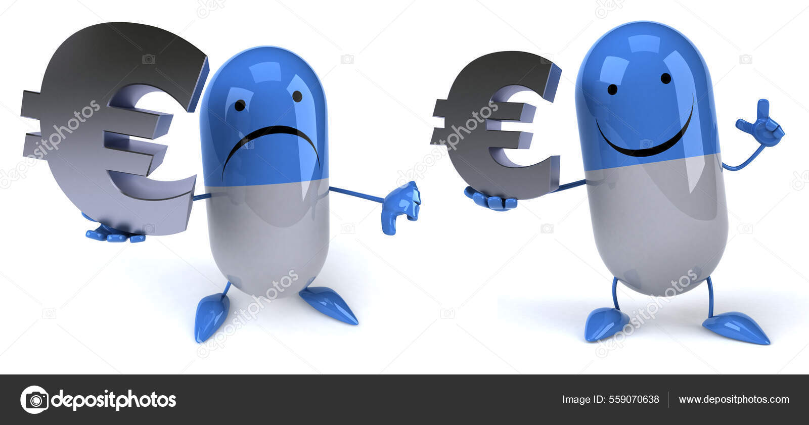 Funny Pill Cartoon Character Poses Set White Isolated Background ...