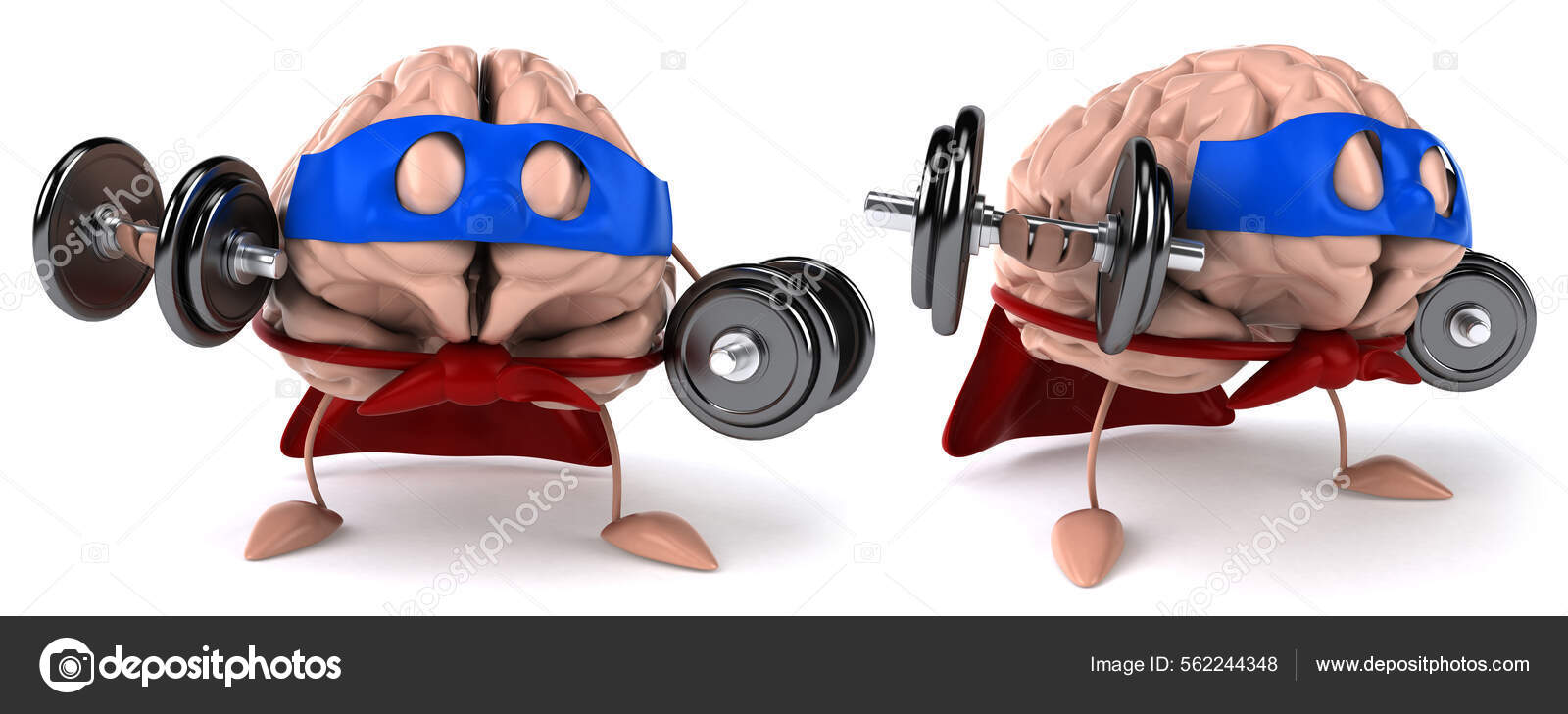 Cartoon Super Hero Brain Poses Set White Isolated Background Rendering ...