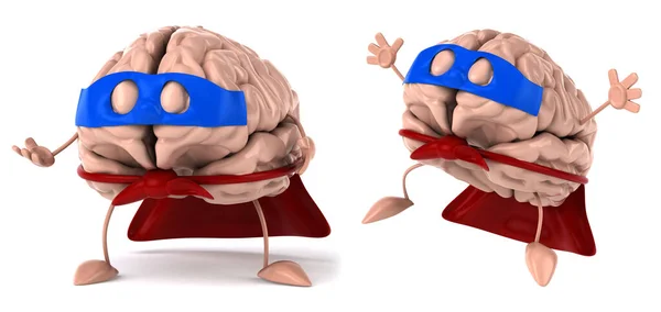 Cartoon Super Hero Brain Poses Set White Isolated Background Rendering ...