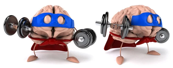 Cartoon Super Hero Brain Poses Set White Isolated Background Rendering ...