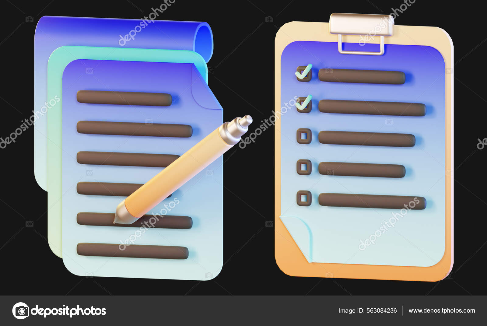 Office Business Work Tool Icon Set White Isolated Background Rendering ...
