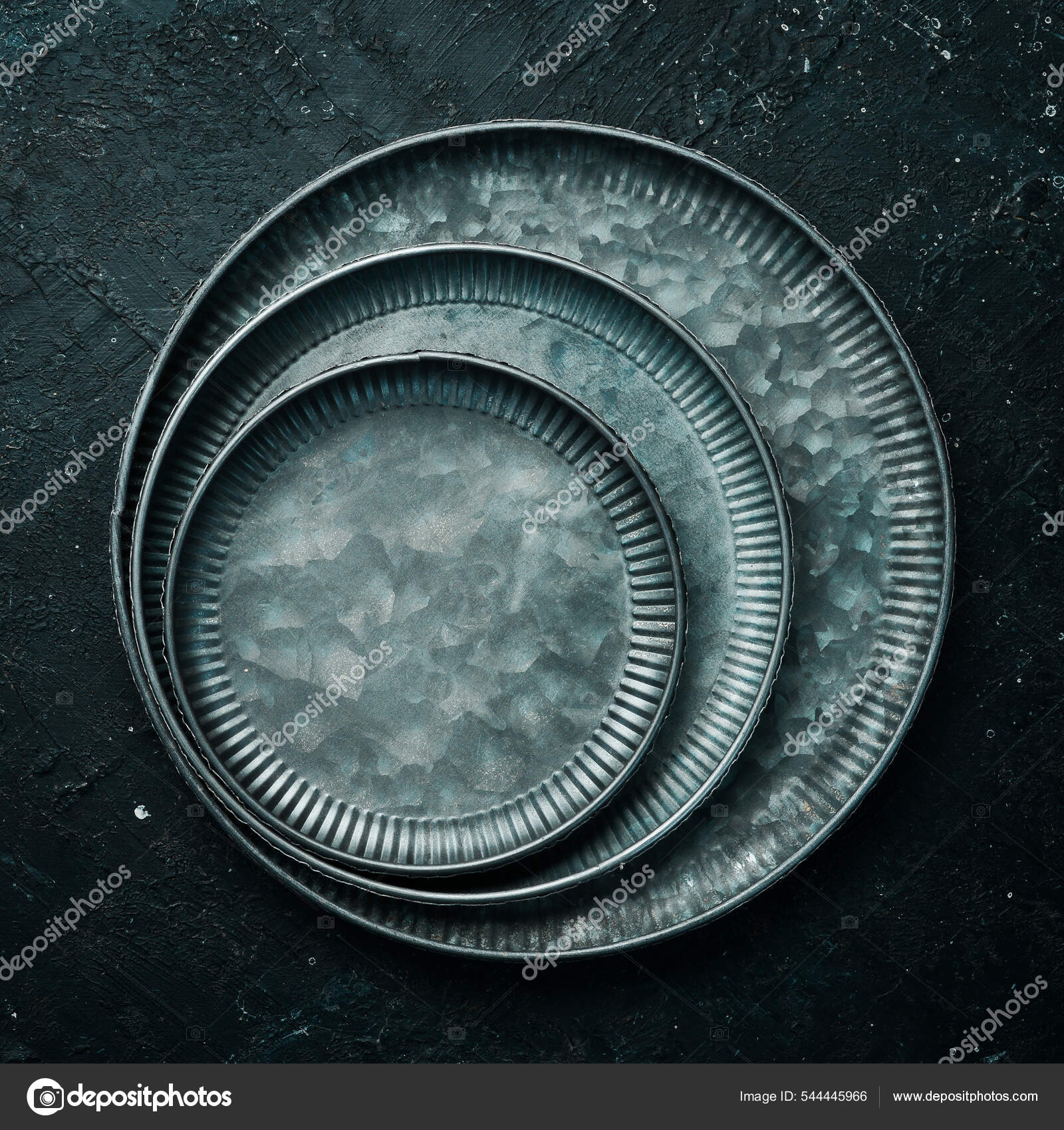 Metal Plate Old Metal Kitchen Tray Top View Free Copy — Stock Photo ...