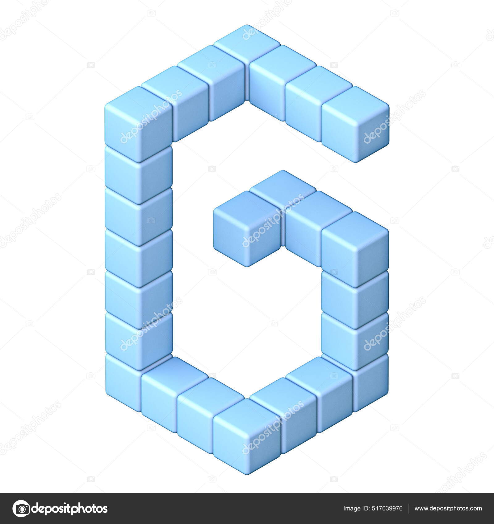 Blue Cube Orthographic Font Letter Render Illustration Isolated White ...