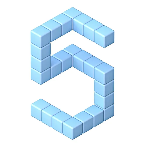 Blue Cube Orthographic Font Letter Render Illustration Isolated White ...