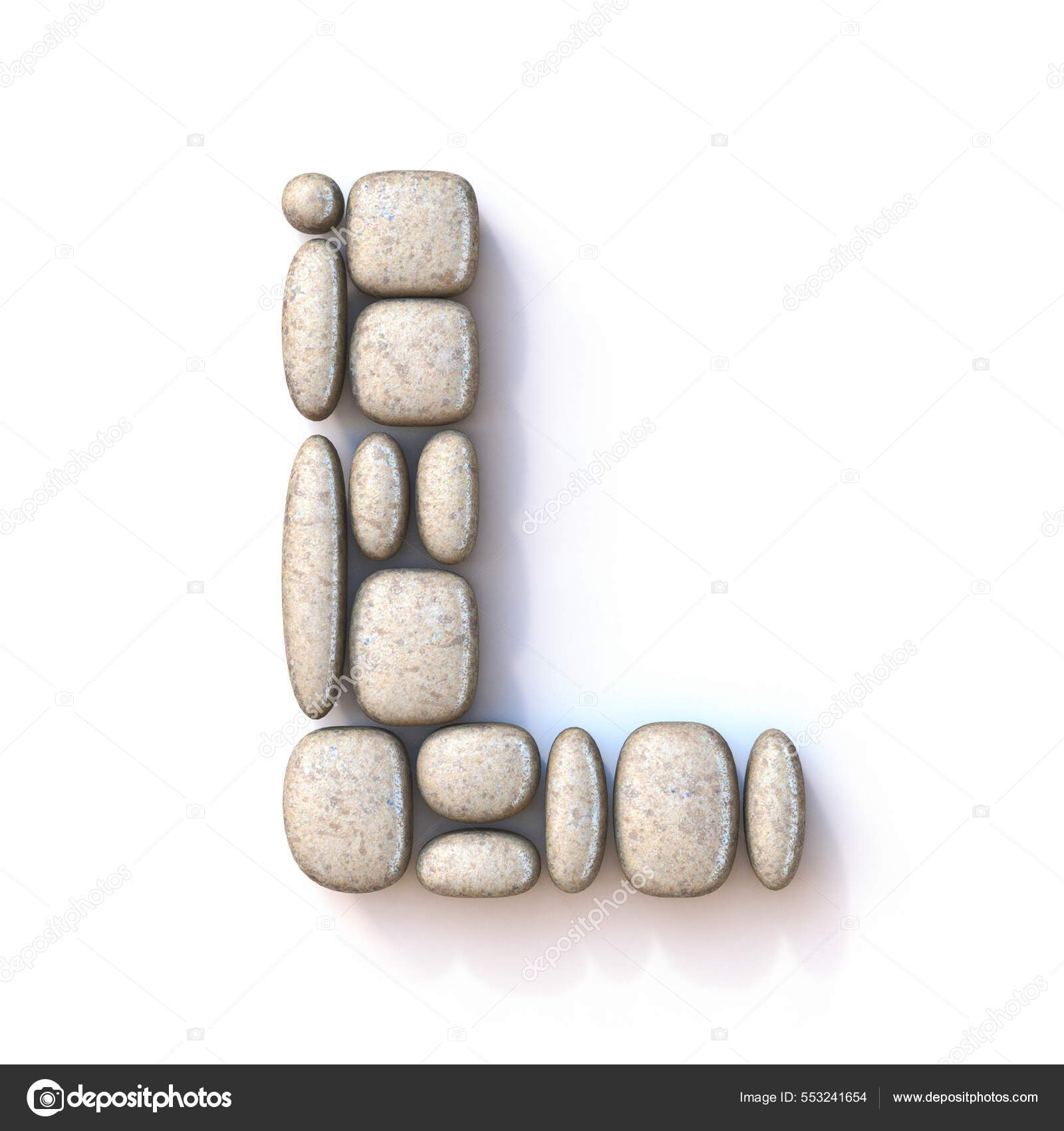Pebble Font Letter Rendering Illustration Isolated White Background ...