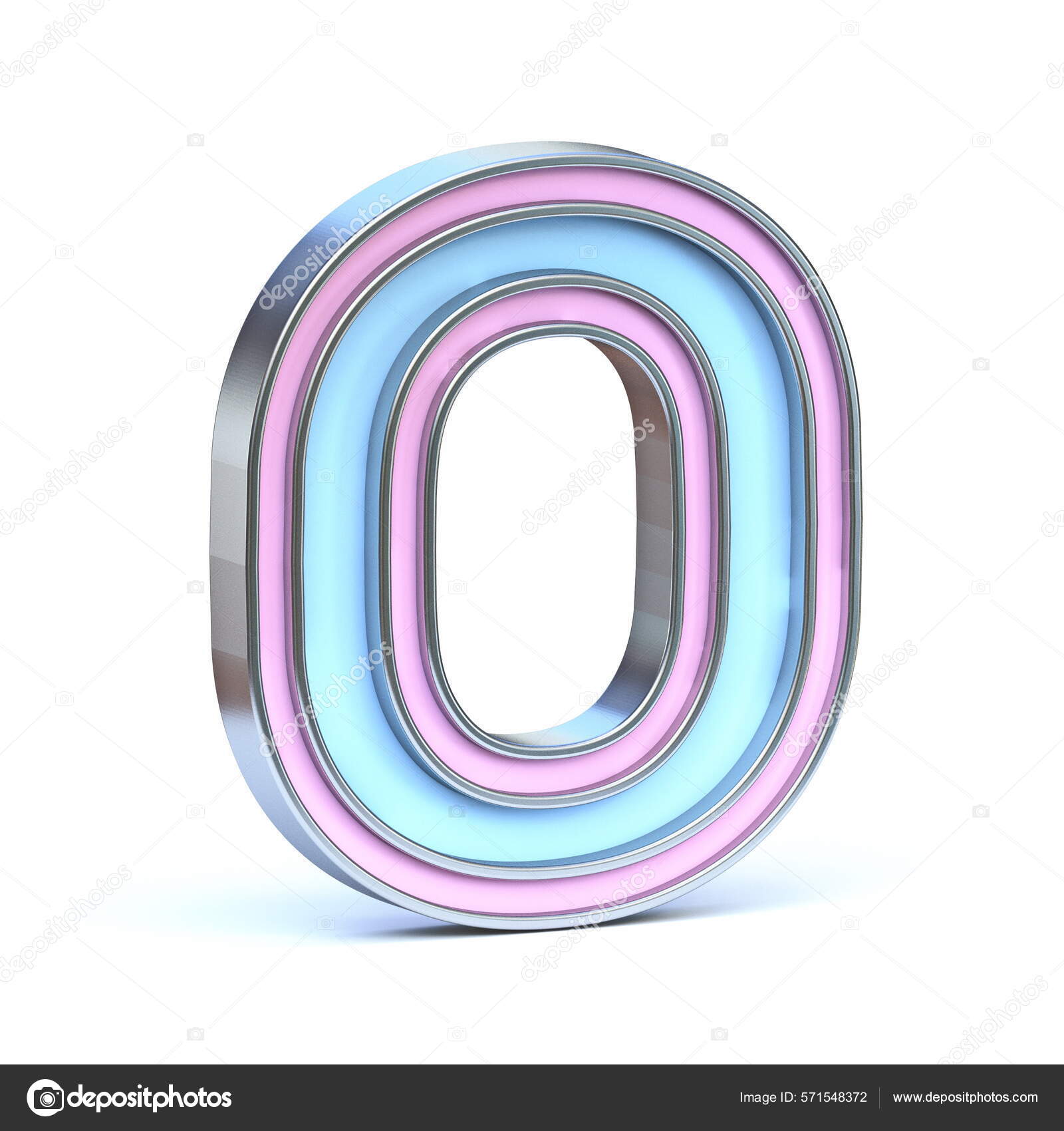 Blue Pink Metal Font Letter Render Illustration Isolated White ...