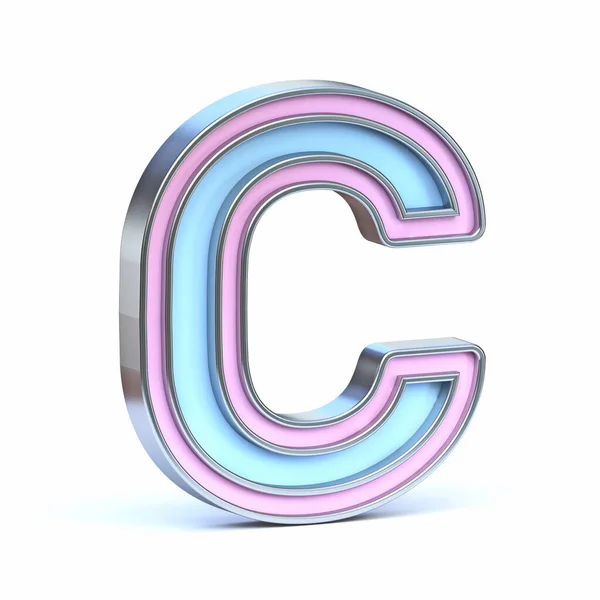 Golden font collection letter - C. 3D render illustration, isolated on ...