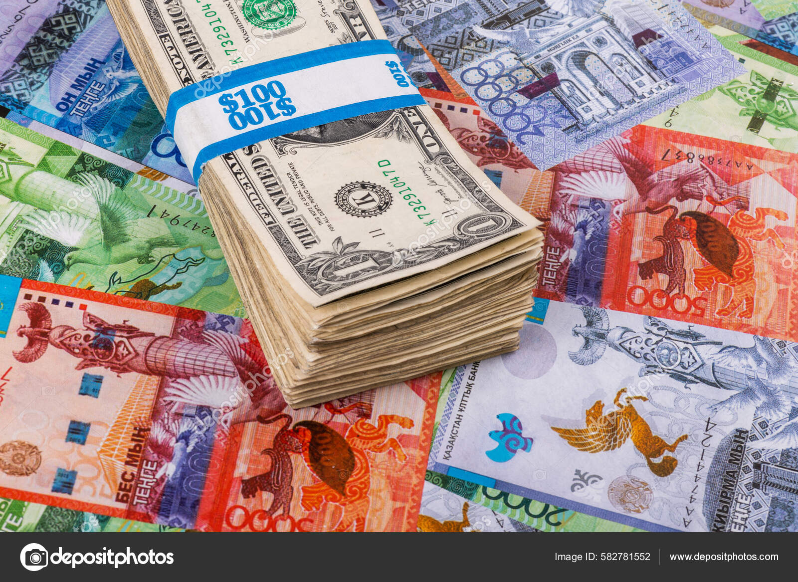 Stack Old Banknotes Denominations American Dollar Background ...