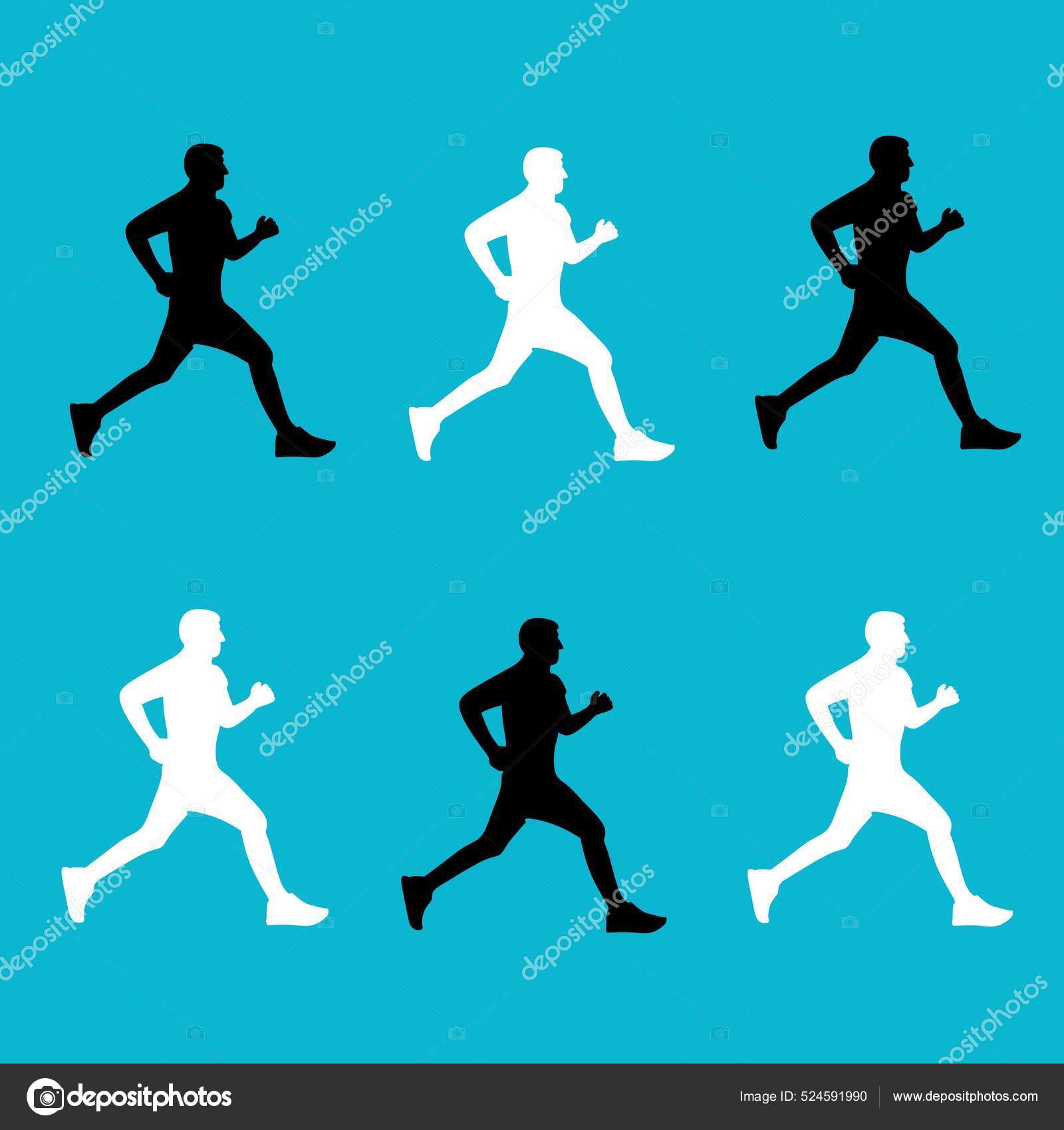 Running Marathon Jogging Emblems Logos Badges Isolated Illustration ...