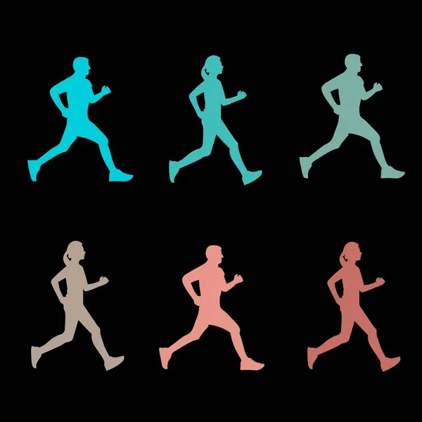 Running Marathon Jogging Emblems Logos Badges Isolated Illustration ...