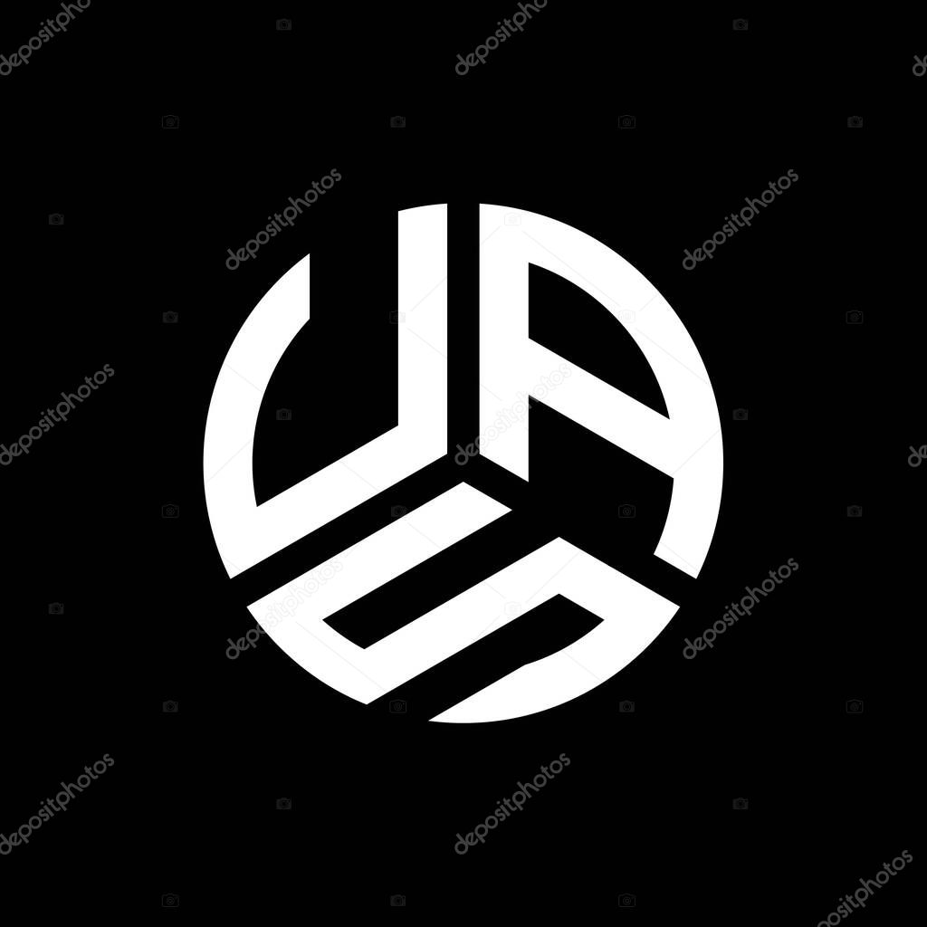 Diseño del logotipo de la letra UAS sobre fondo negro. UAS iniciales ...